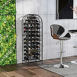 HOMCOM 45-Bottle Modern Wine Organizer Decorative Portable Wrought Iron Wine Rack Jail