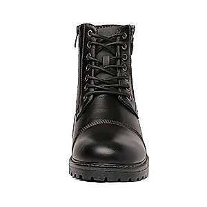 Bruno Marc Men's Engle-05 Black Motorcycle Combat Oxford Boot Fur Lining Warm Zipper Boots Size 12 M US