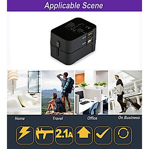 Vishui Premium Travel Adapter, Portable Universal All in One Worldwide Power Adapter, European Travel Plug Adapter, Power Converter Adapter, for AC Power Plug, Car Power, with Dual USB Charging Ports