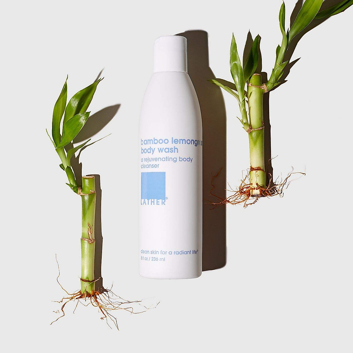 LATHER - Bamboo Lemongrass Natural Body Wash, 8 fl oz - Shower Gel Cleanser - Body Soap - Essential Oils - Green Tea, Aloe Vera, Jasmine - All Skin Types, Vegan, Cruelty Free - Beauty & Skincare