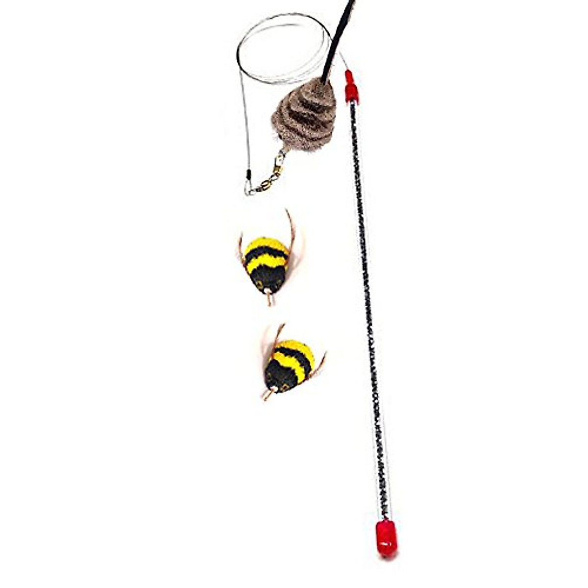CoolCyberCats Go Cat Cat Catcher Teaser Wand and Two Da Bee Bumble Bee Attachments from The Maker of Da Bird - Value Pack