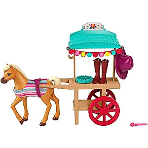 Mattel Spirit Untamed Miradero Riding Gear Cart with Rolling Wheels, Canopy, 5-in Pony & Related Accessories, Great Gift for Ages 3 & Up