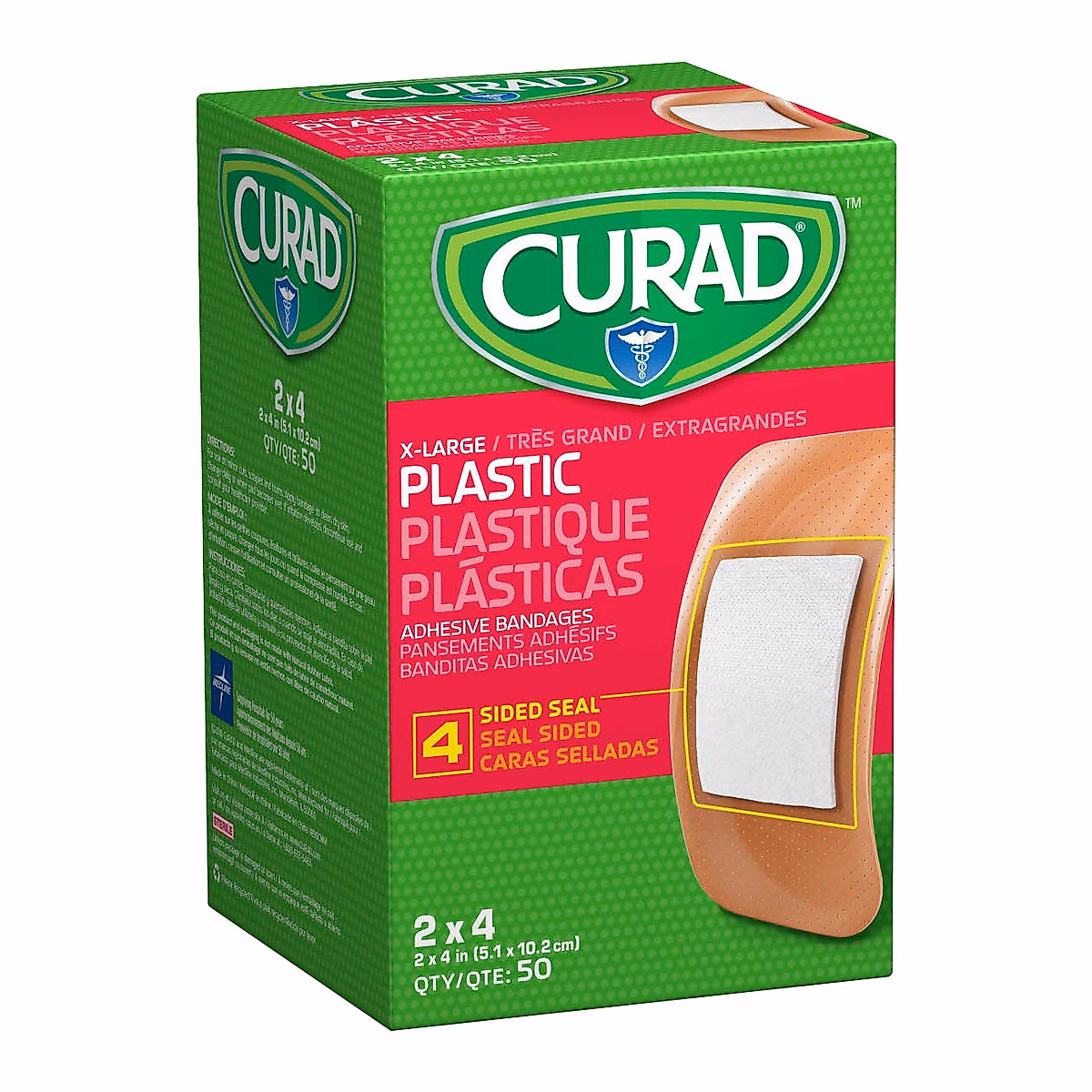 CURAD Plastic Adhesive Bandages 2" x 4", Not Made from Natural Rubber Latex, Pack of 600