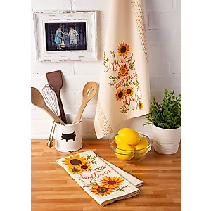 DII Sunflower Collection Kitchen Essentials, Dishtowel Set, Sunny Sunflowers