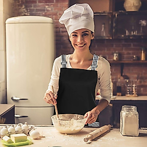 Amytalk 2Pack Crossback Apron for Women Men Chef Comfortable Adjustable Apron Waterdrop Resistant with Large Pockets for Cooking BBQ Drawing(Black)