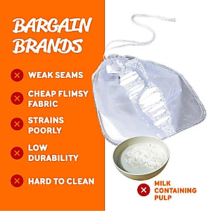 Pro Quality Nut Milk Bag - 3 XL12"X12" Bags - Commercial Grade Reusable All Purpose Food Strainer - Food Grade BPA-Free - Ultra Strong Fine Nylon Mesh - Almond Milk, Juices, Cold Brew Recipes Videos