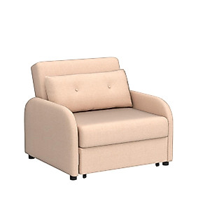 HABITRIO Modern 41.5" Pull Out Sofa Bed with 2 Wing Table Side Pocket and USB Charge,Loveseats Sofa Couch with Adjsutable Backrest for Apartment Office Living Room