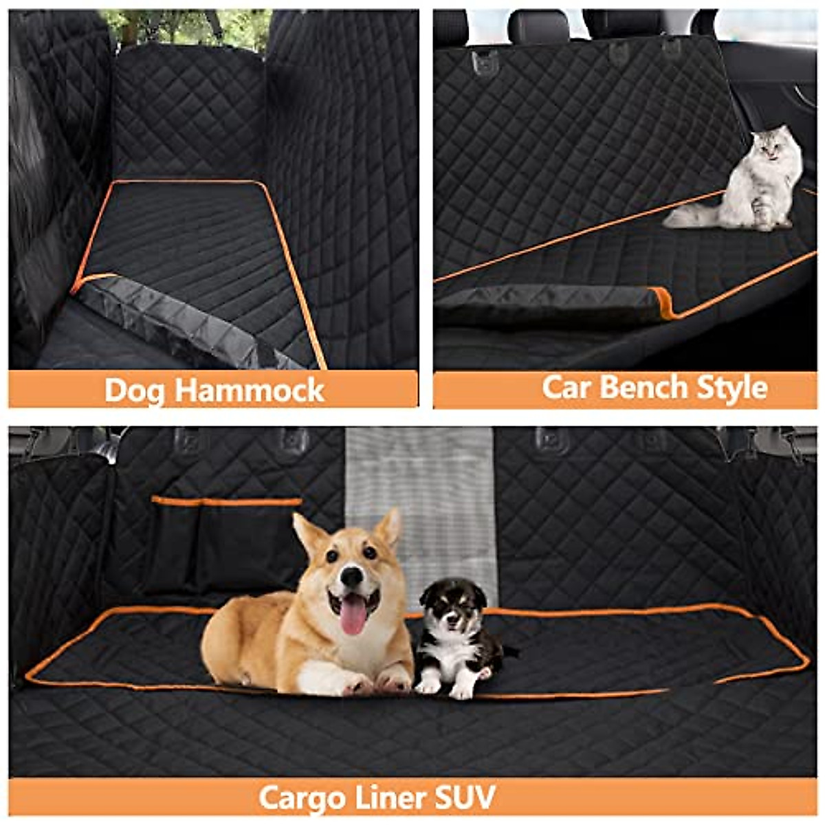 Mogijflxcam Dog Car Seat Cover for Back Seat - Waterproof Durable Dog Hammock for Car with Mesh Window - Scratchproof Nonslip Pet Seat Covers for Car Truck or SUV