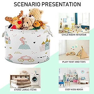 Kigai Princess Castle Cotton Rope Basket Large Collapsible Baby Laundry Basket Blanket Basket Kid's Toy Storage Basket Organizer for Nursery Bedroom Home Decor