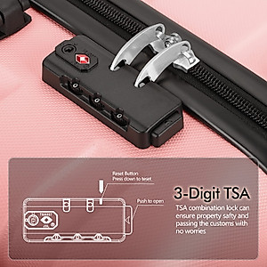 AnyZip Luggage PC ABS Hardside Lightweight Suitcase with 4 Universal Wheels TSA Lock Checked-Large 28 Inch Pink