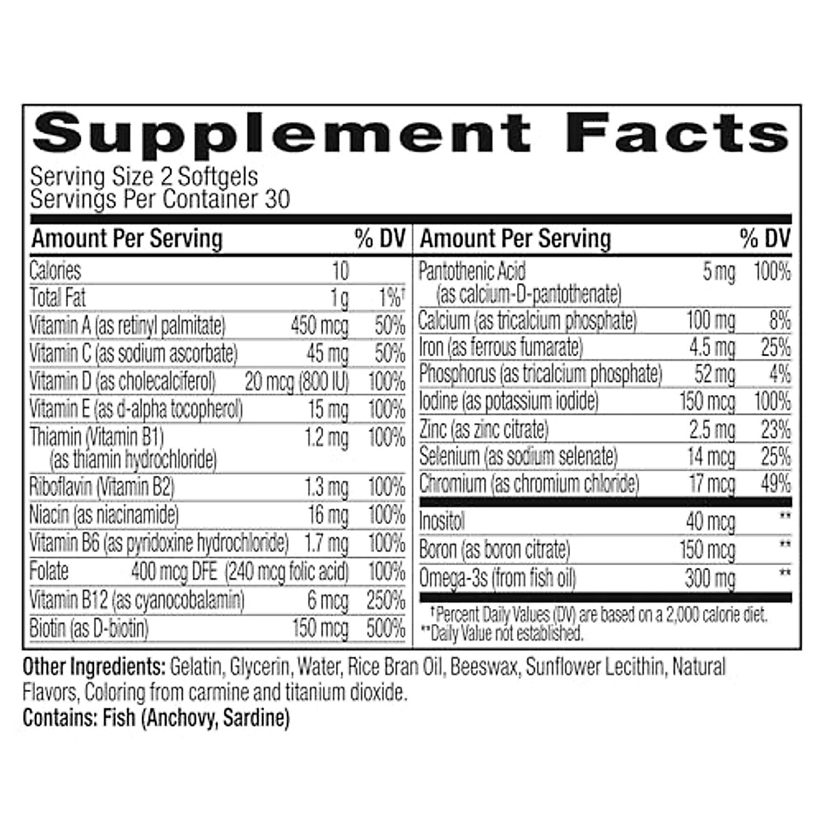 OLLY Ultra Women's Multi Softgels, Overall Health and Immune Support, Omega-3s, Iron, Vitamins A, D, C, E, B12, Daily Multivitamin, 30 Day Supply - 60 Count