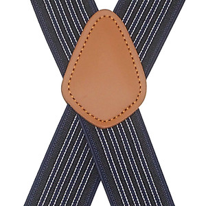 Timiot Mens Suspender 4 Swivel Strong Hooks Adjustable Braces Elastic Comfortable X Style Heavy Duty Strap (Navy White Stripe)