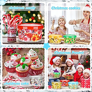 Yaomiao 6 Pcs Christmas Cookie Storage Buckets with Lids Decorative Christmas Themed Plastic Bucket Stackable Snack Container Cookie Jars Winter Candy Containers for Holiday Baked Goods Gift Giving