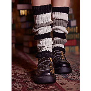 Verdusa Women's Color Block Ribbed Leg Warmers Knit Long Boot Socks Y2K Dance Socks Multicolor one-size