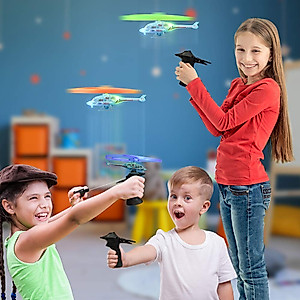 ArtCreativity Light Up Ripcord Helicopters, Set of 2, Cool Flying Toys for Kids with Flashing LEDs, Indoor and Outdoor Toys for Boys and Girls, Great Birthday Gift, Light Up Party Favors