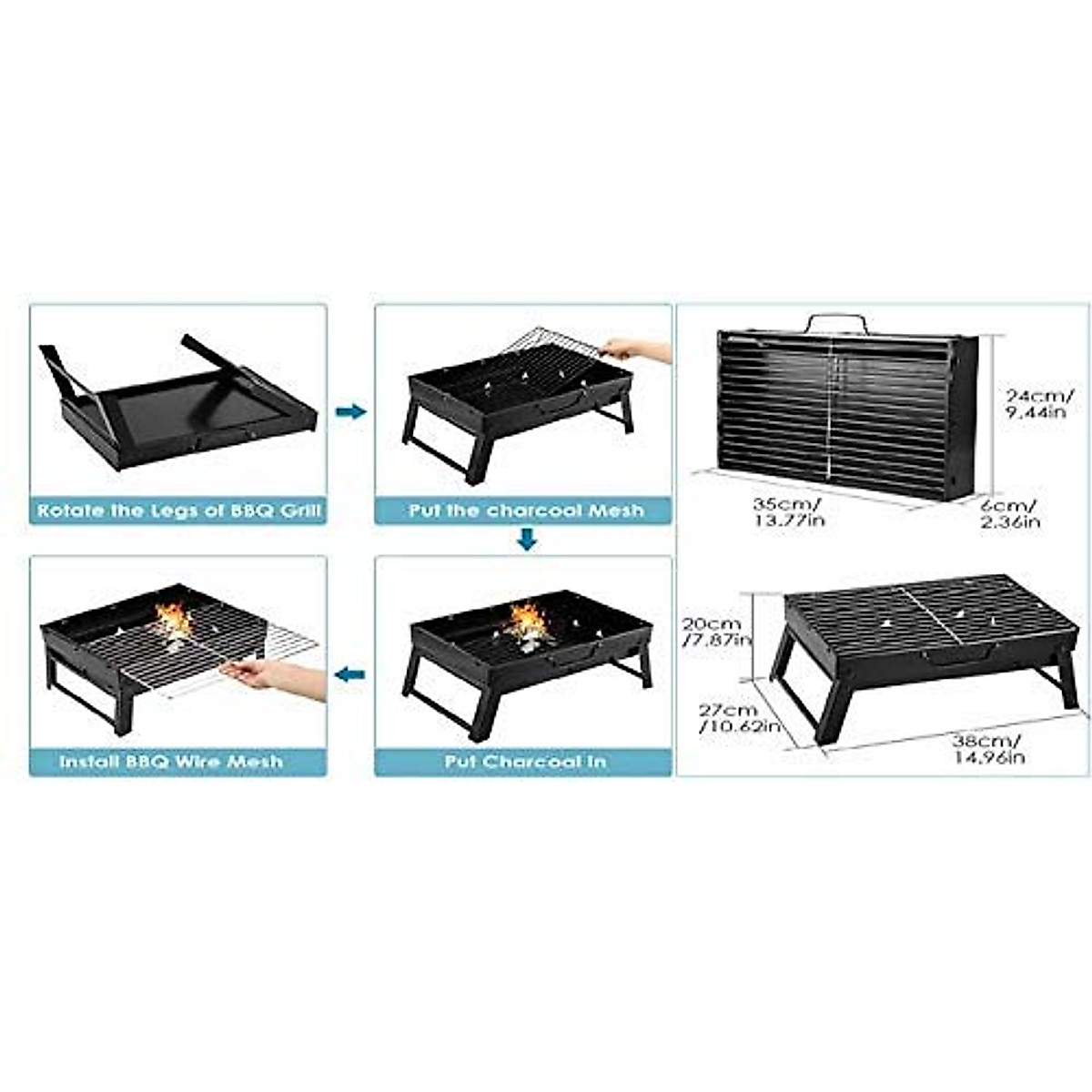 Krupasadhya Folding Portable Barbeque Grill Toaster Charcoal BBQ Grill Oven for Indoor and Outdoor