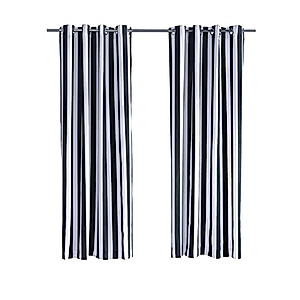 LOFT LIVING Corsica Stripe Indoor/Outdoor Curtain Panel 50" x 96" in Black