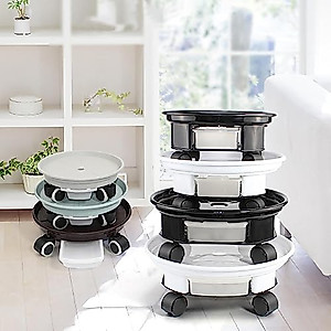 RUDINO Planter Caddy,Plant Roller Base,Plant Caddy With Wheels,Heavy Duty Plant Caddy With Wheels,Round Flower Pot Mover With 4wheels,With Brake Wheel,Suitable For Indoor Planters,Balconies,Courtyards