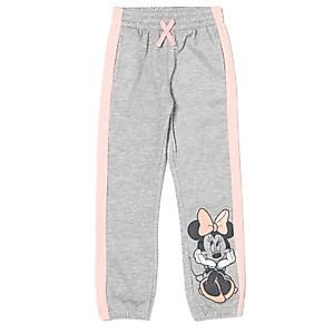 Disney Minnie Mouse Little Girls Fleece 2 Pack Jogger Pants Gray/Pink 7-8