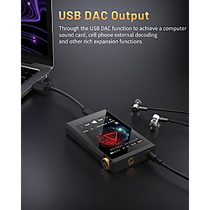 Phinistec S7 HiFi MP3 Player with Bluetooth, Lossless DSD256 Digital Audio Player, High Resoultion Portable Music Player with Metal Body & Glass Back, Dual DAC, Supports Up to 512GB