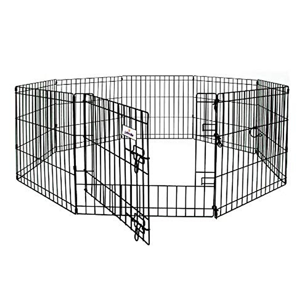 Petmate 30-Inch by 24-Inch 8-Panel Exercise Pen with Step Through Door,Black