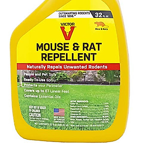Victor M809 Mouse and Rat Repellent Natural Non-Toxic Spray for Indoor and Outdoor Use Ready to Use – 32 fl oz