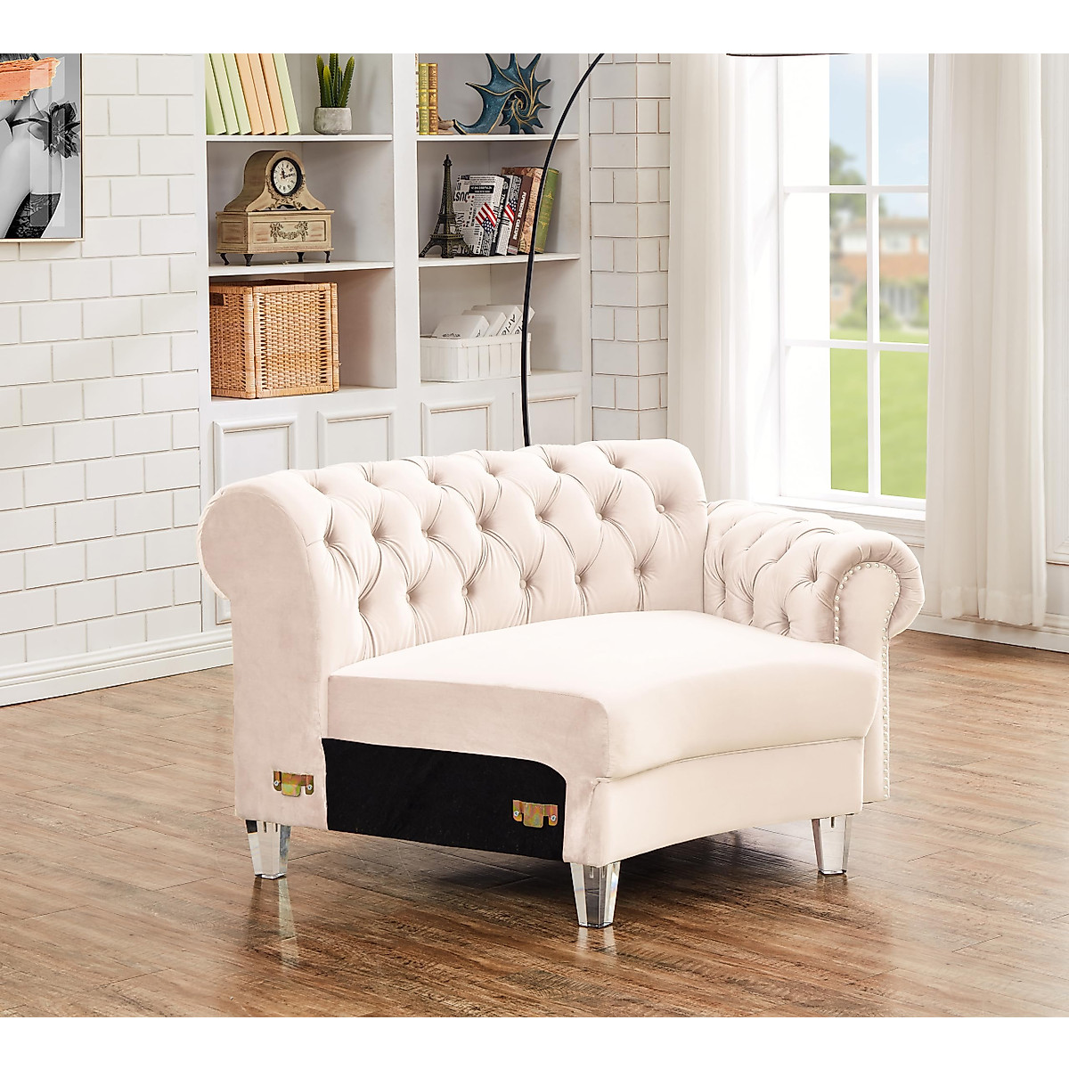 Legend Vansen Curved Modular Sectional Sofa,Velvet Couch with Rolled Arms,4-Seater Semicircle Couch Suitable for Living Room and Bedroom