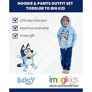 Bluey Little Boys Fleece Pullover Hoodie & Jogger Pants Set Light/Dark Blue 7-8
