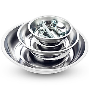 EHOMEA2Z Magnetic Bowl For Screws 3pc,Magnetic Bowls For Holding Nuts and Bolts, Small Parts,Pins,Tools,Plate,Dish,Set,Tray,Round (Set of 3)