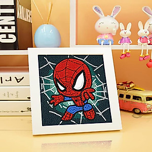 Cartoon Diamond Art Painting Kits for Kids with Frame,Cartoon Diamond Art for Kids Ages 4-8-12,Easy Kids Gem Art Kit with Beautiful Package for Gift Home Wall Decor(7x7inch)