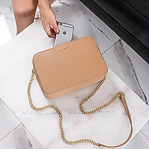 Elegant Faux Leather Crossbody Purse Bag For Women - Over The Shoulder Small Crossbody Purse With Gold Chain And Hardware - Women's Jet Set Cross Body Bag (mustard)