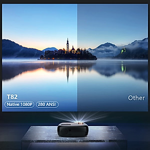 VGKE Smart Projector T82 9000L/340 ANSI Ultra High Definition 1080P, LCD WiFi Projector, 4D Keystone Correction, iOS/Android