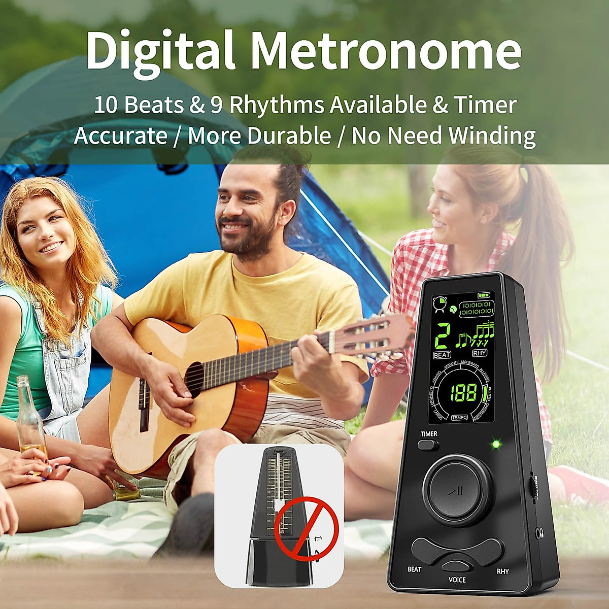 Electronic Digital Metronome for Musicians Piano Guitar Violin Instrument Volume & Beat Speed Adjustable Universal