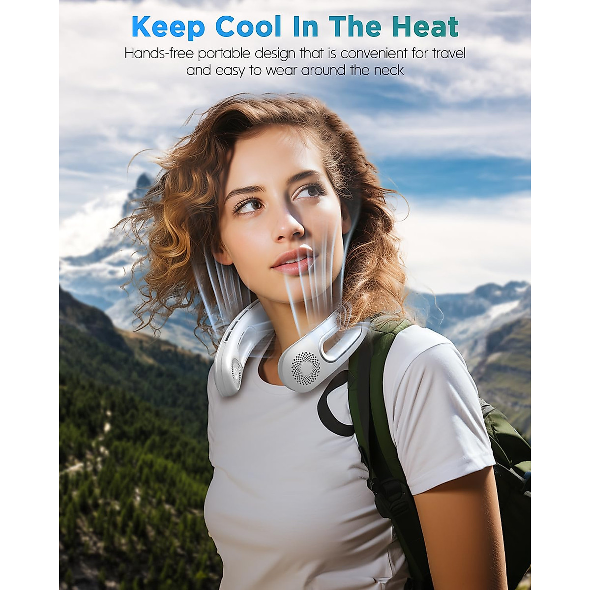 Hotsales Neck Fan, Hands Free Bladeless Neck Fans Portable Rechargeable, 360° Cooling Neck Fan, 4 Speeds, Quiet, 5200 mAh Battery Operated USB Wearable Personal Fan Gifts for Women, Travel, Outdoor