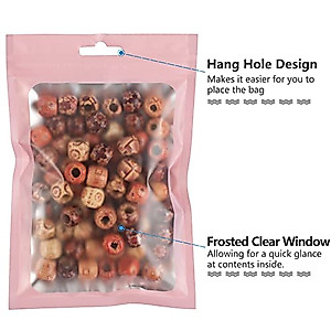 100 Pieces Resealable Mylar Bags with Ziplock and Clear Window Bags Packaging Bags Foil Pouch Ziplock Bags for Food Self Sealing Storage Supplies (Pink, 4.72x7.1 inches)