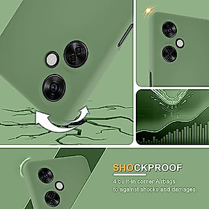 YENAPOON for OnePlus Nord N30 5G Case and 1 Pack Tempered Glass Screen Protector, Slim Liquid Silicone Shockproof Protective Case - Mint Green