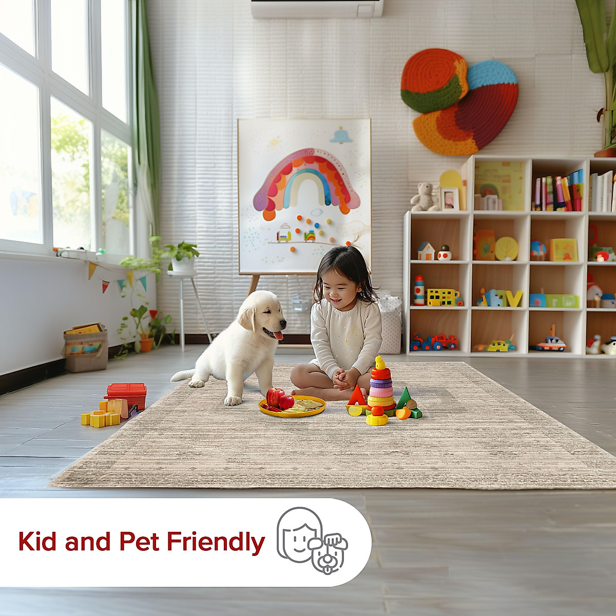 nuLOOM Lotus Medallion 2x8 Machine Washable Indoor/Outdoor Runner Rug for Living Room Patio Deck Front Porch Entryway Hallway Kitchen, Beige