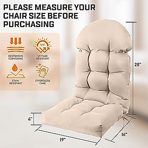 FUNBERRY Adirondack Chair Cushion,Outdoor Chair Cushions,Improved Comfy Patio Chair Cushions,Rocking Chair Cushion,Cushions for Adirondack Chairs,High Back Patio Chair Cushions