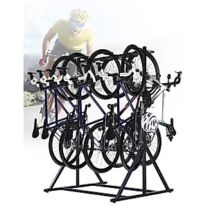 DEERFAMY Freestanding Bike Storage Rack Max 8 Bikes, 600Lbs Load Capacity, Heavy-Duty Solid Steel Bike Racks for Garage for Home and Garage Organizer
