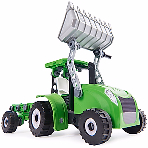 Meccano Junior, Front Loader Tractor with Moving Parts and Real Tools, Toy Model Building Kit, STEM Toys for Kids Ages 5 and up