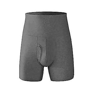 Ctreela High Waisted Underwear for Men's Plus Size Shapewear Anti-Chafing Long Leg Boxer Briefs Tummy Control Shorts Dark Gray