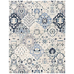 SAFAVIEH Glamour Collection Area Rug - 8' x 10', Beige & Blue, Handmade Wool, Ideal for High Traffic Areas in Living Room, Bedroom (GLM622B)