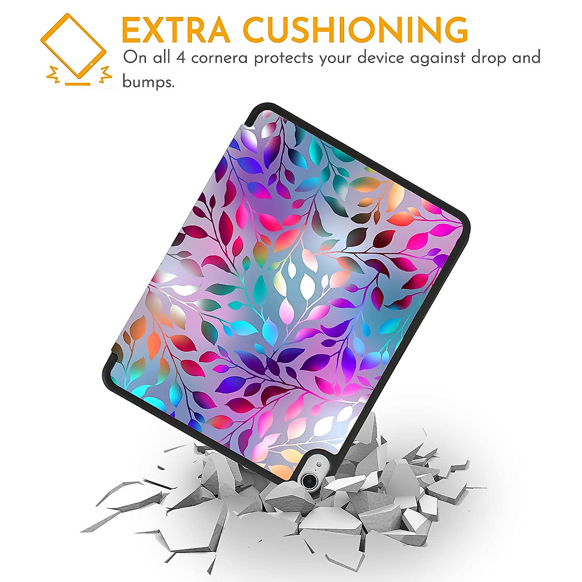 Hepix Compatible with iPad Air 6th 11 in iCase 2024 iPad Air 5th 4th Gen Case 10.9 with Pencil Holder 2022 2020, Colorful Leaf Trifold Auto Sleep Wake