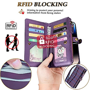 DKDKSIP for Samsung Galaxy S23 Ultra Wallet Case for Women, [Wireless Charging] [RFID Blocking] [12 Card Holder], Leather Detachable Magnetic Strap Phone Case for Galaxy S23 Ultra 6.8", Purple