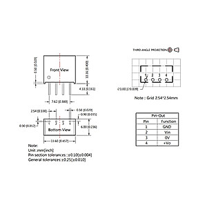 Bridgold 2pcs B1205S-1WR2 B1205S DC/DC Converter Input 12V Output 5V Isolation Power Supply Module Step Down High Efficiency Module Receivers，1W