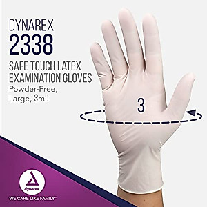 Dynarex Safe-Touch Disposable Latex Exam Gloves, Powder-Free, Used in Healthcare and Professional Settings, Bisque, Large, 1 Case, 10 Boxes of 100 Gloves