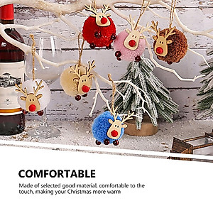 6pcs Christmas Felt Elk Hanging Ornament Antler Reindeer Hanging Pendants Stuffed Reindeer Plush Toy Christmas Tree Decor for Xmas Party Supplies