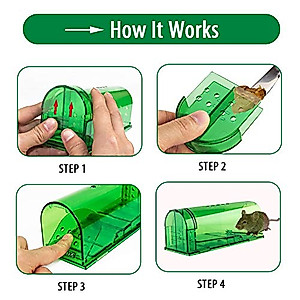 Humane Mouse Trap - Mouse Traps That Work – Best Mouse, Mice and Rat Trap Plastic Traps Live Catch and Release Rodents, Safe Around Children and Pets (2Packs)