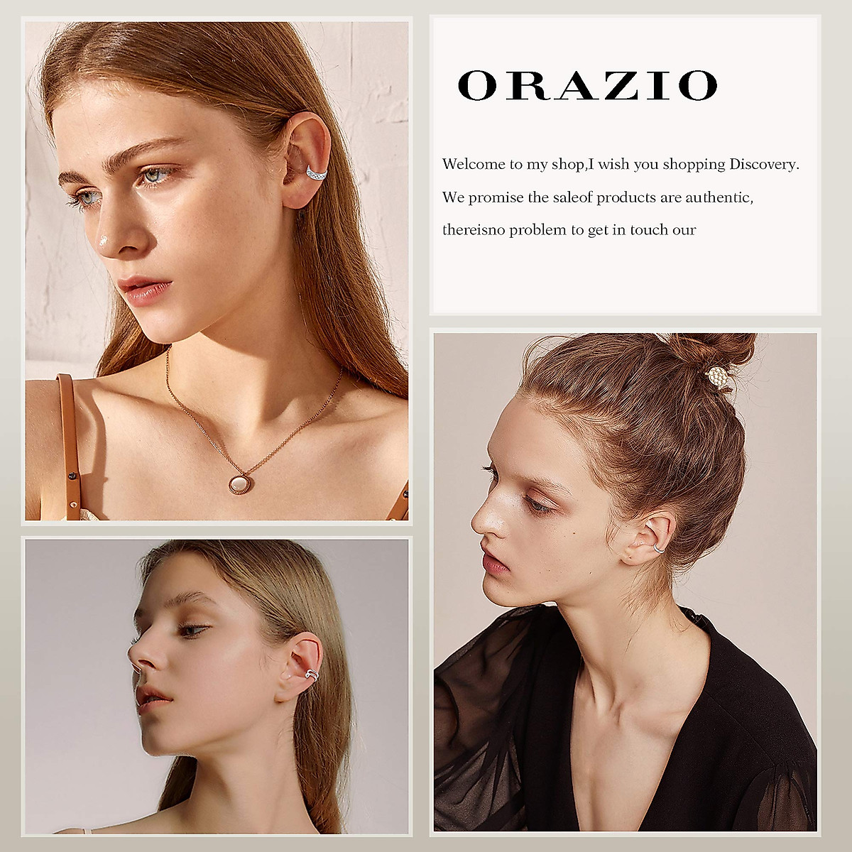 ORAZIO 4 Pairs 925 Sterling Silver Ear Cuff Earrings for Women Adjustable Non Pierced Fake Clip On Cartilage Helix Ear Piercing Earrings Silver 4 Various Styles