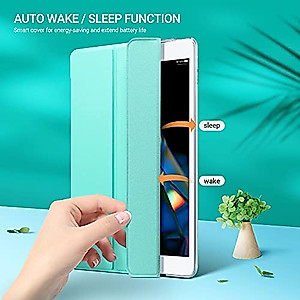 ULAK Compatible with iPad 9th Generation Case 2021, iPad 8th 7th Generation Case 2020 2019, iPad 10.2 Case, Slim Lightweight Trifold Smart Shell with Auto Sleep/Wake Premium Shockproof Cover, Mint